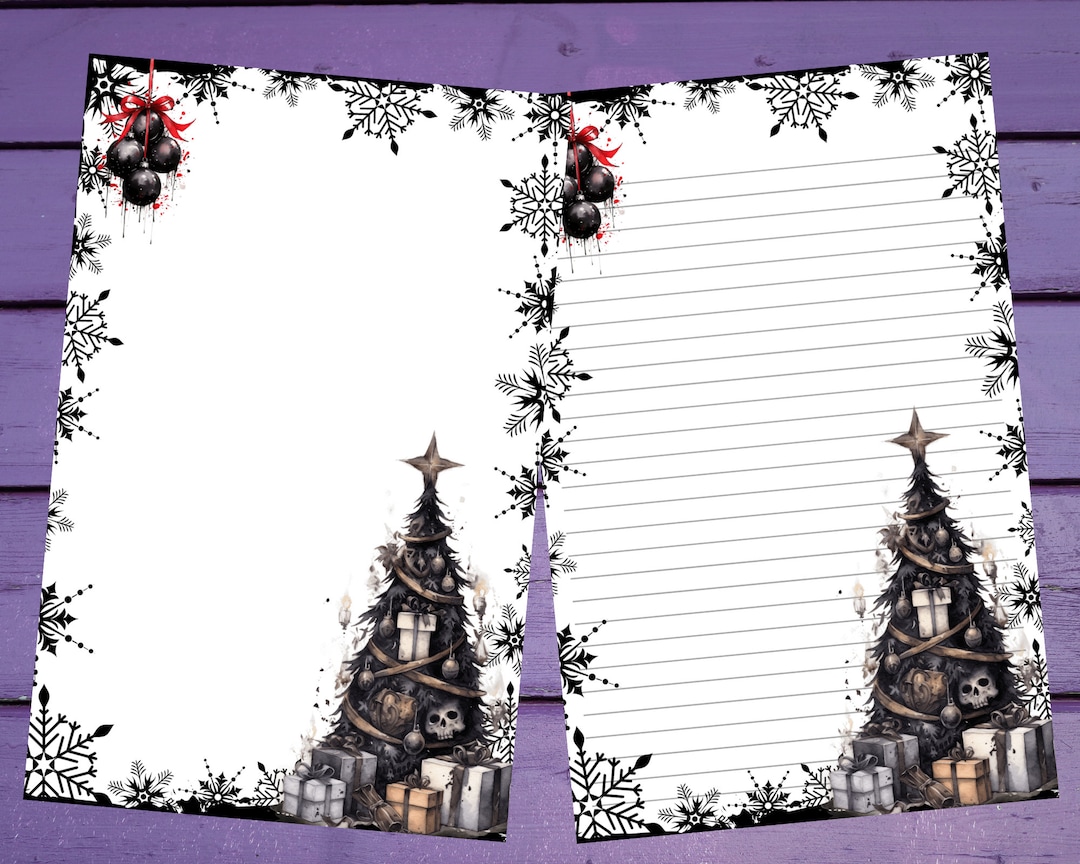 Gothic Christmas Tree Letter Writing Paper A5 Stationery Lined/unlined ...