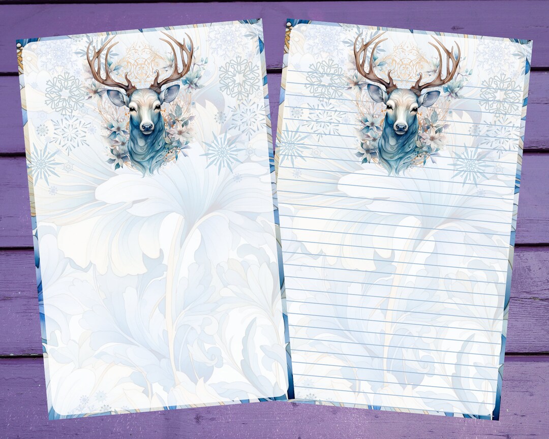 Winter Deer Letter Writing Paper A5 Stationery Lined/unlined Penpal ...