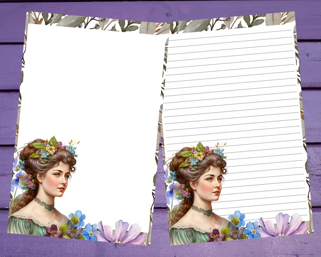 Victorian Spring Lady Letter Writing Paper A5 Stationery Lined/unlined ...