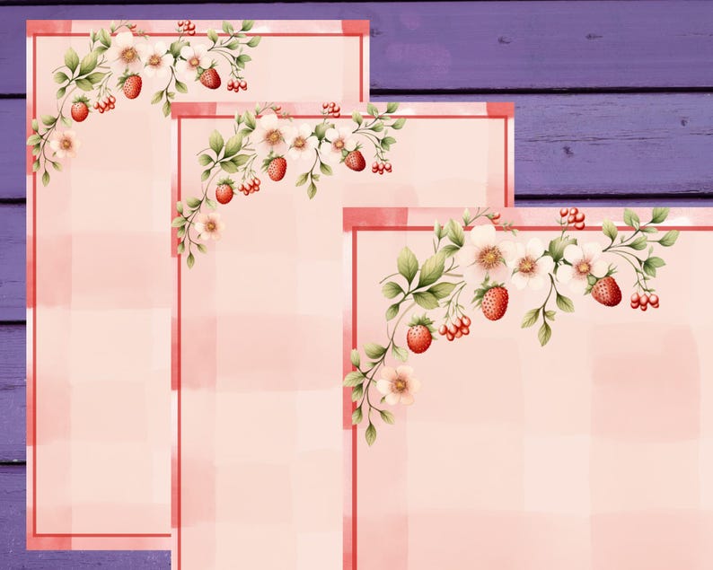 Strawberry Letter Writing Paper A5 Stationery Lined/unlined Penpal ...