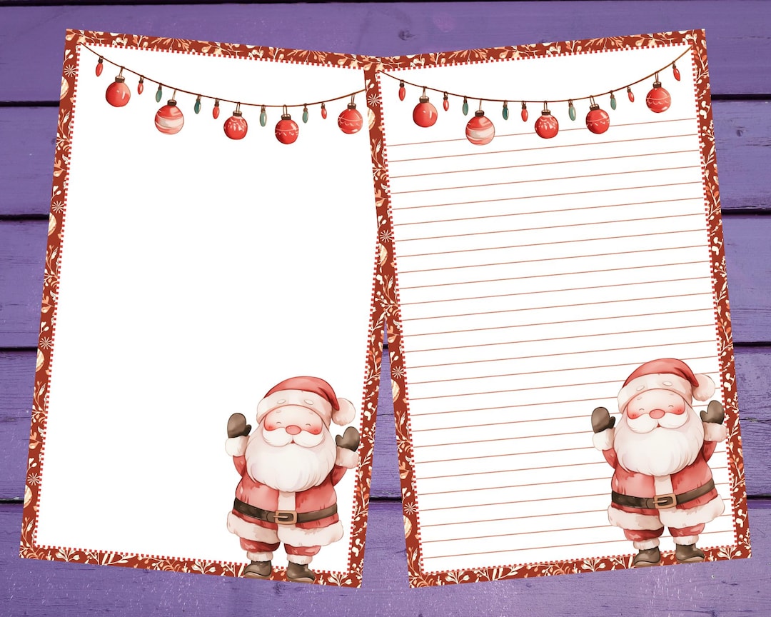 Cute Christmas Letter Writing Paper A5 Stationery Lined/unlined Penpal ...