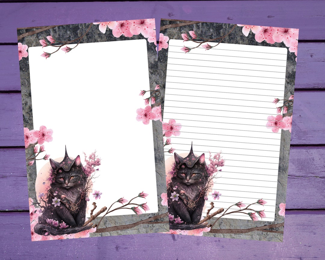 Sakura Cat Letter Writing Paper A5 Stationery Lined/unlined Penpal ...
