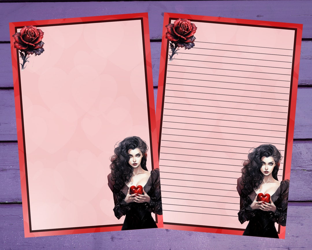 Dark Romance Letter Writing Paper A5 Stationery Lined/unlined Penpal ...