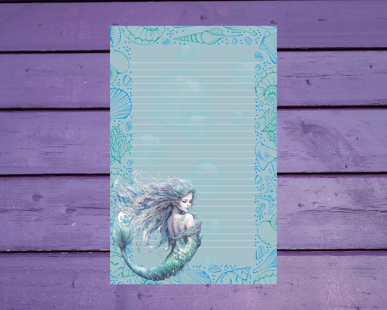Mermaid Letter Writing Paper A5 Stationery Lined/unlined Penpal ...