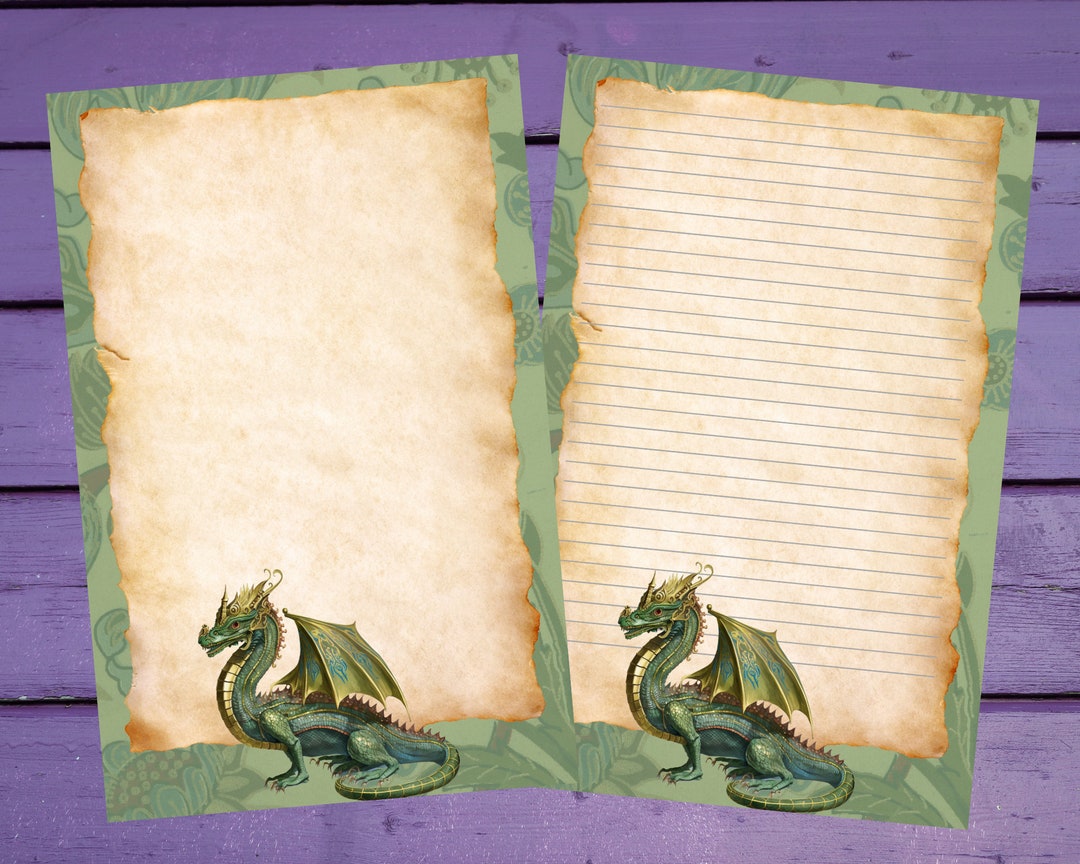 Green Dragon Letter Writing Paper A5 Stationery Lined/unlined Penpal ...