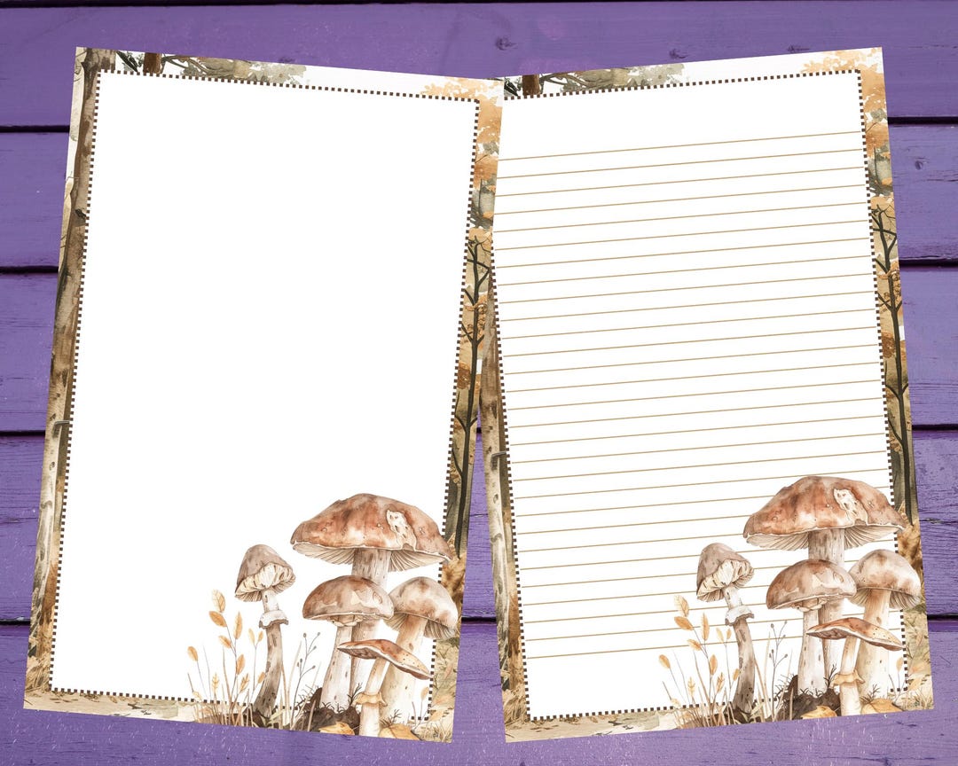 Autumnal Mushrooms Letter Writing Paper A5 Stationery Lined/unlined ...