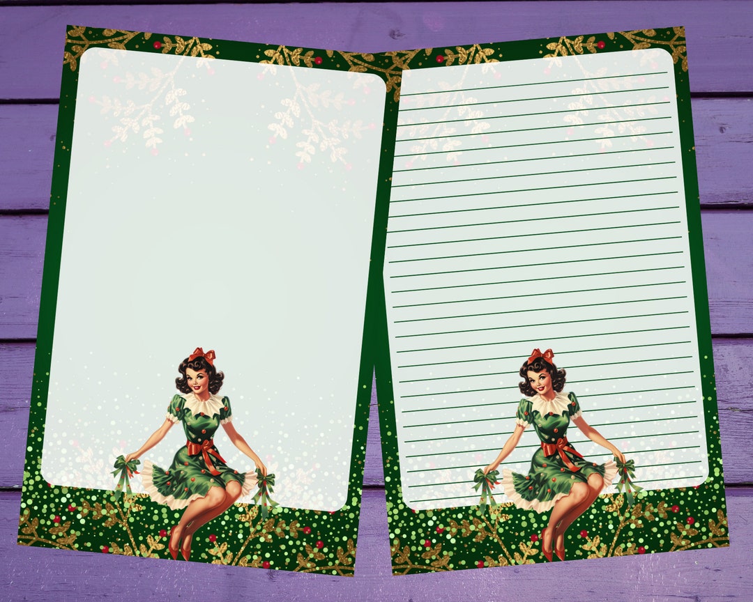 Retro Christmas Letter Writing Paper A5 Stationery Lined/unlined Penpal ...