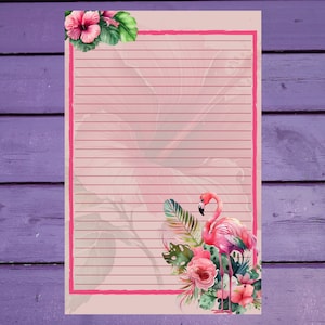 Flamingo Letter Writing Paper A5 Stationery Lined/unlined Penpal ...