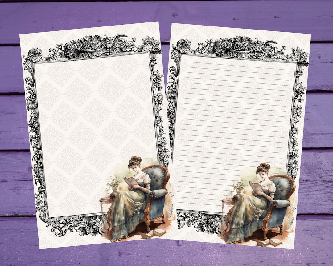 Reading Victorian Woman Letter Writing Paper A5 Stationery Lined ...