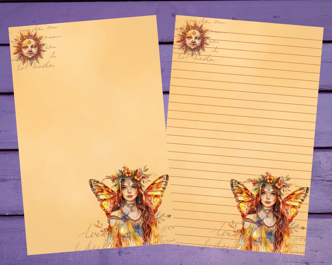 Magical Summer Fairy Letter Writing Paper A5 Stationery Lined/unlined ...