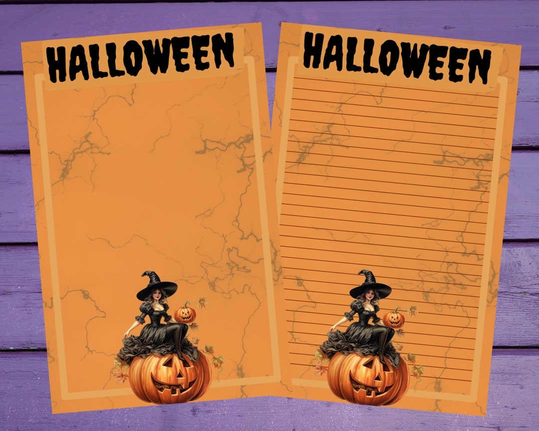 Halloween Witch Letter Writing Paper A5 Stationery Lined/unlined Penpal ...