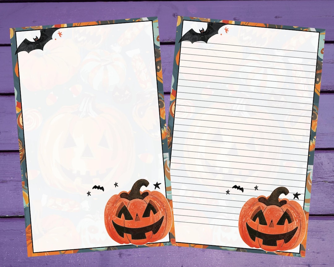 Folksy Style Halloween Letter Writing Paper A5 Stationery Lined/unlined ...