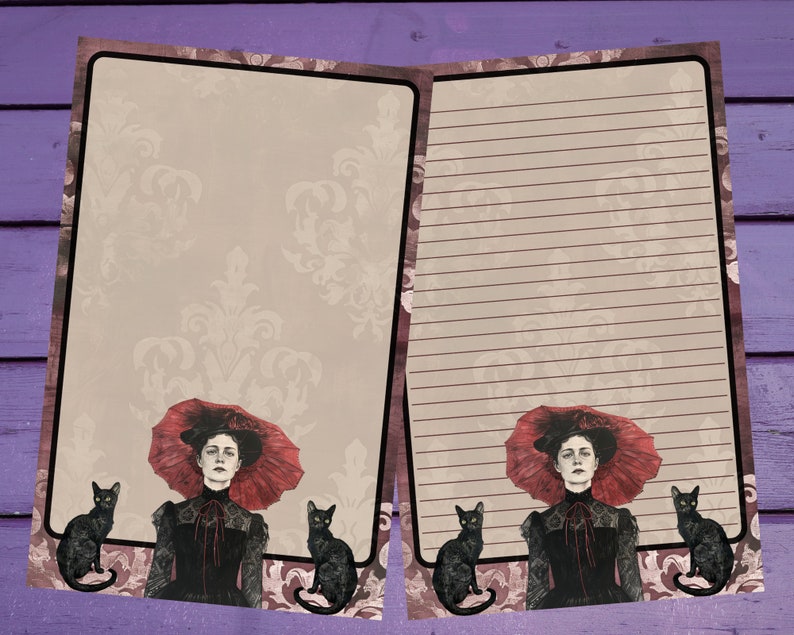 Romantic Goth Letter Writing Paper A5 Stationery Lined/unlined Penpal ...