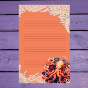 Octopus Letter Writing Paper A5 Stationery Lined/unlined Penpal ...