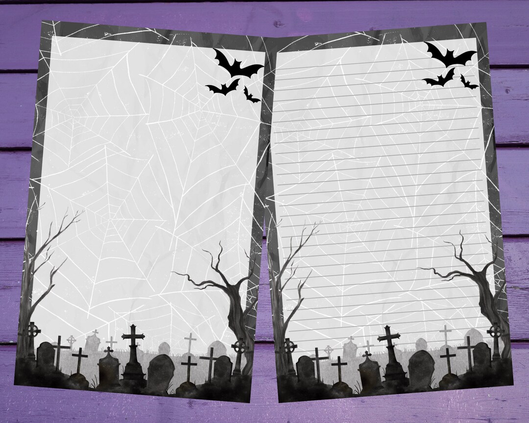 Spooky Graveyard Letter Writing Paper A5 Stationery Lined/unlined ...