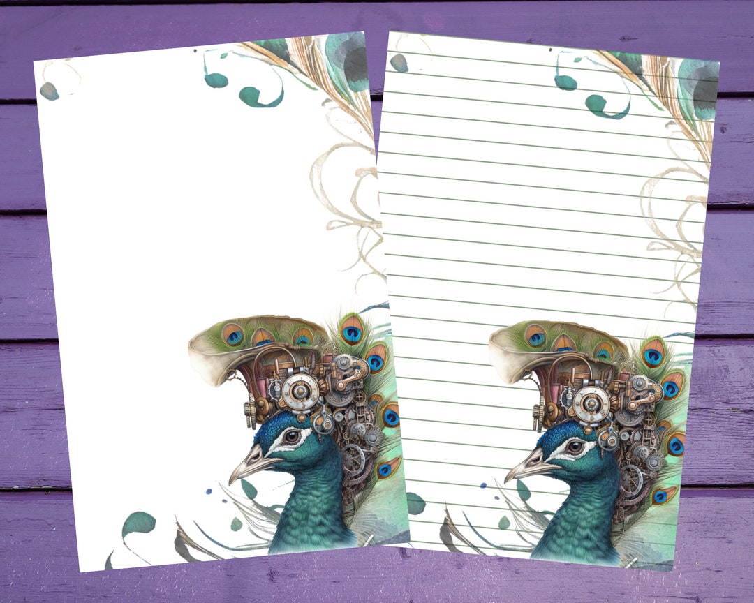 Steampunk Peacock Letter Writing Paper A5 Stationery Lined/unlined ...