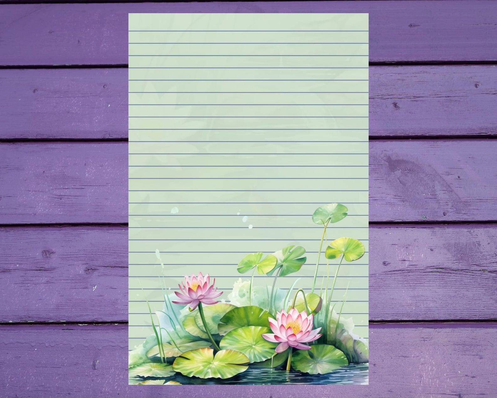 Lily Pond Letter Writing Paper A5 Stationery Lined/unlined Penpal ...