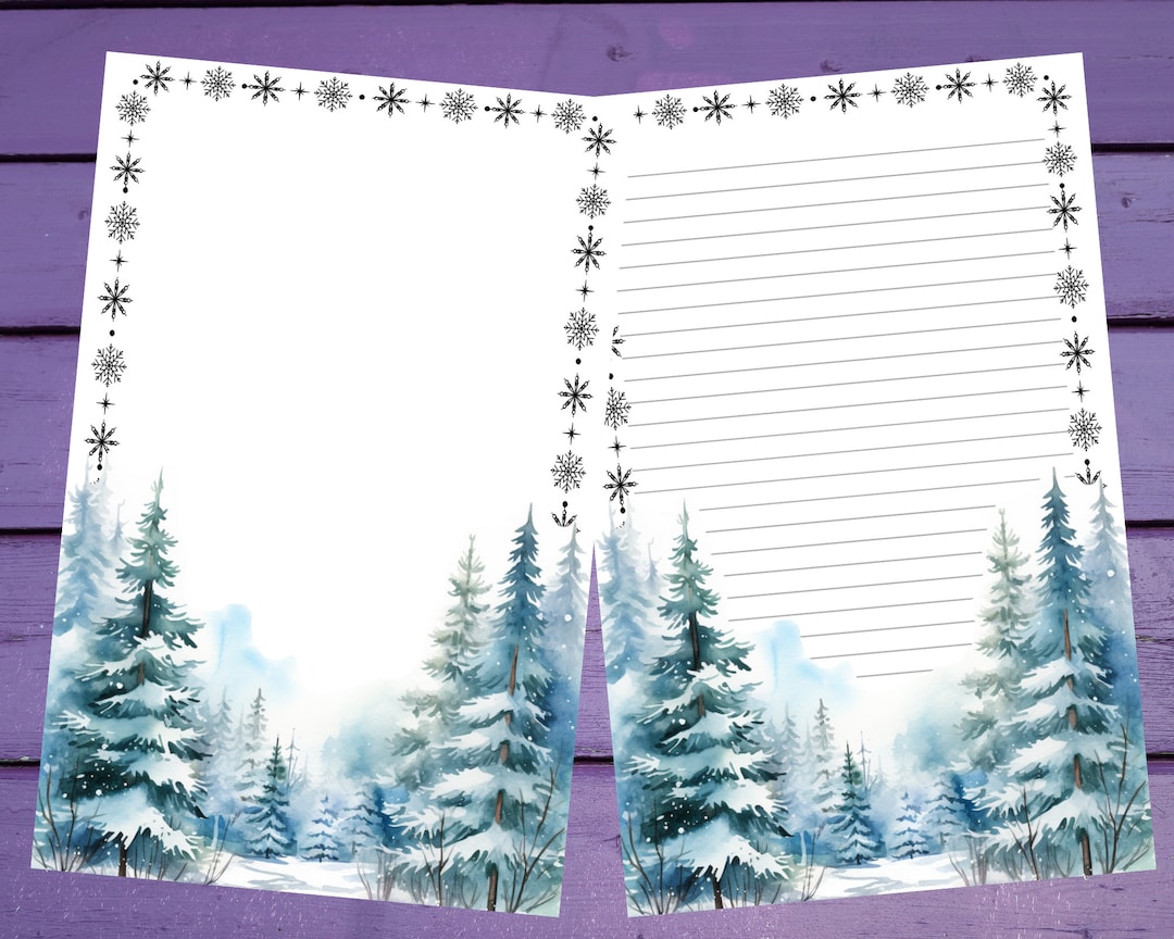 Winter Forest Letter Writing Paper A5 Stationery Lined/unlined Penpal ...