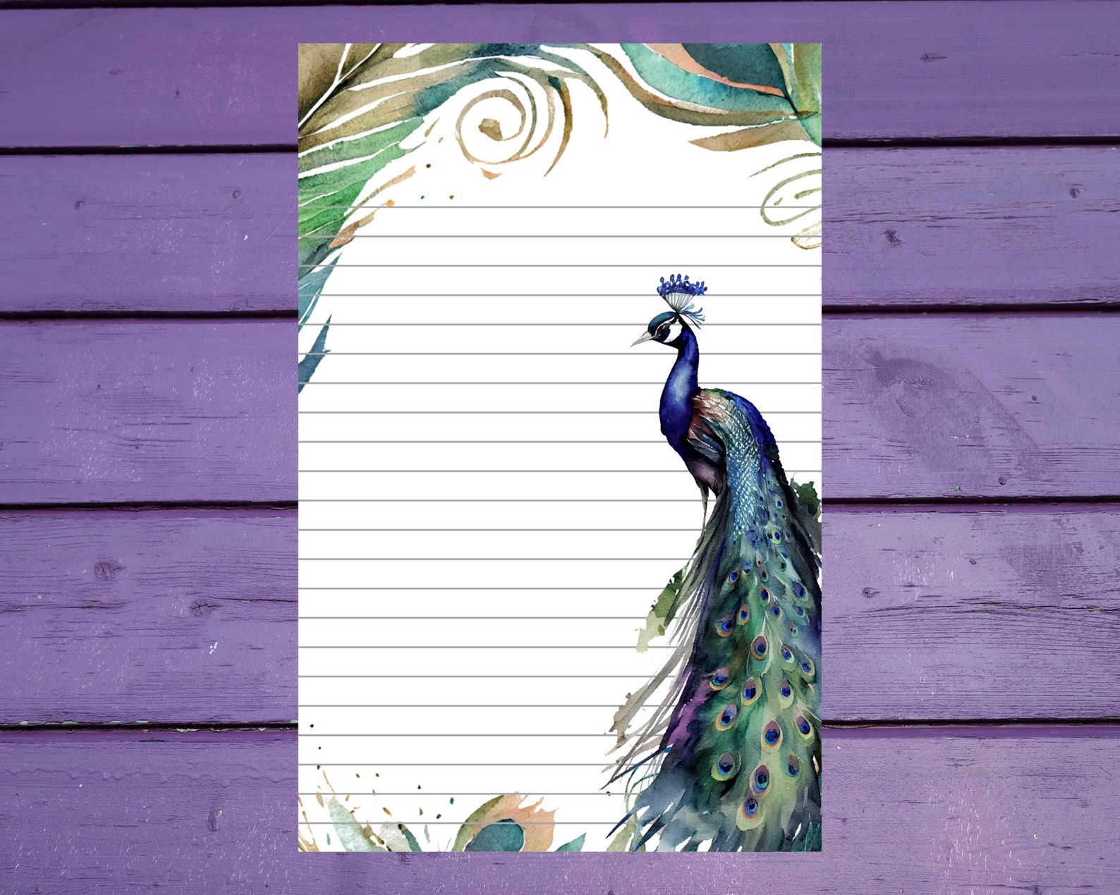 Peacock Letter Writing Paper A5 Stationery Lined/unlined Penpal ...