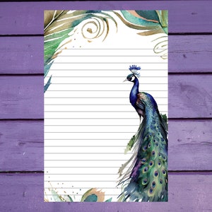 Peacock Letter Writing Paper A5 Stationery Lined/unlined Penpal ...