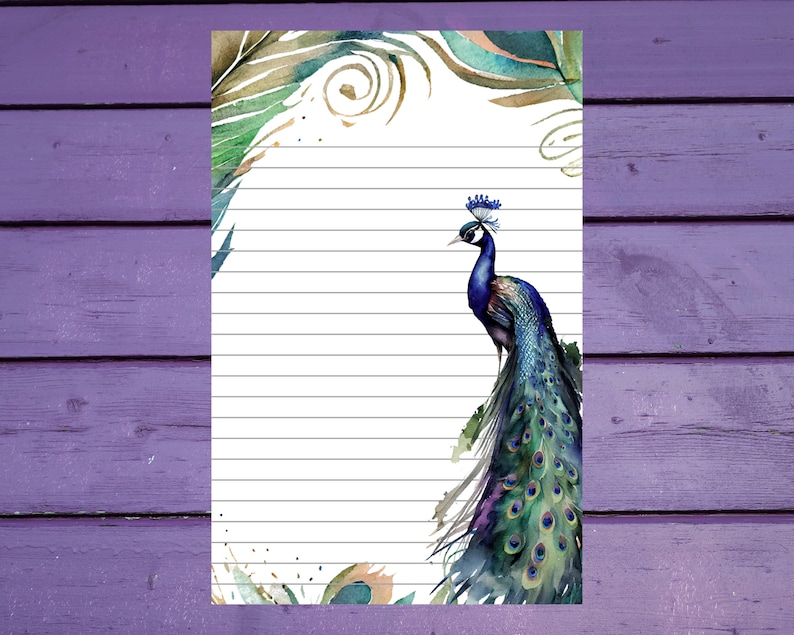 Peacock Letter Writing Paper A5 Stationery Lined/unlined - Etsy