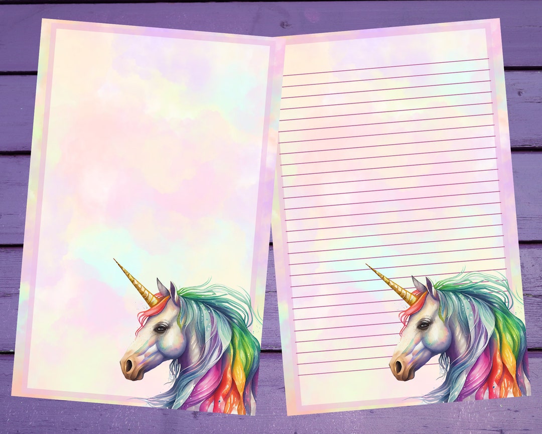 Unicorn Letter Writing Paper A5 Stationery Lined/unlined Penpal ...