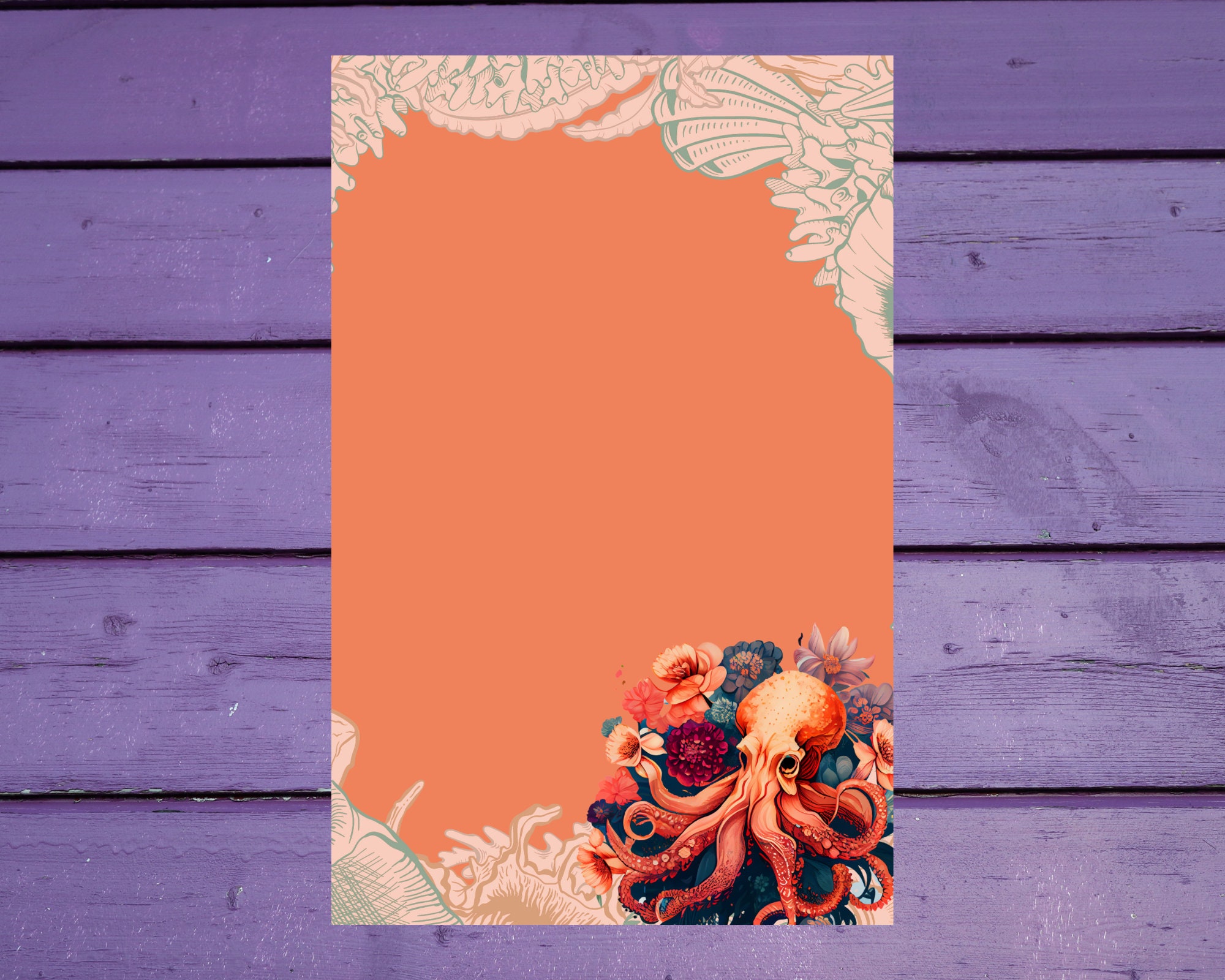 Octopus Letter Writing Paper A5 Stationery Lined/unlined - Etsy