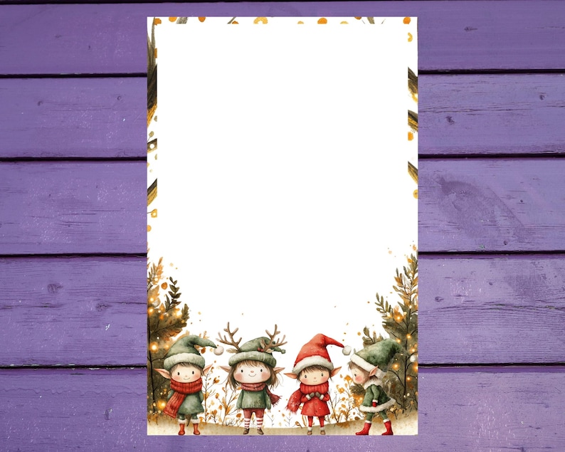 Christmas Elves Letter Writing Paper A5 Stationery Lined/unlined Penpal ...