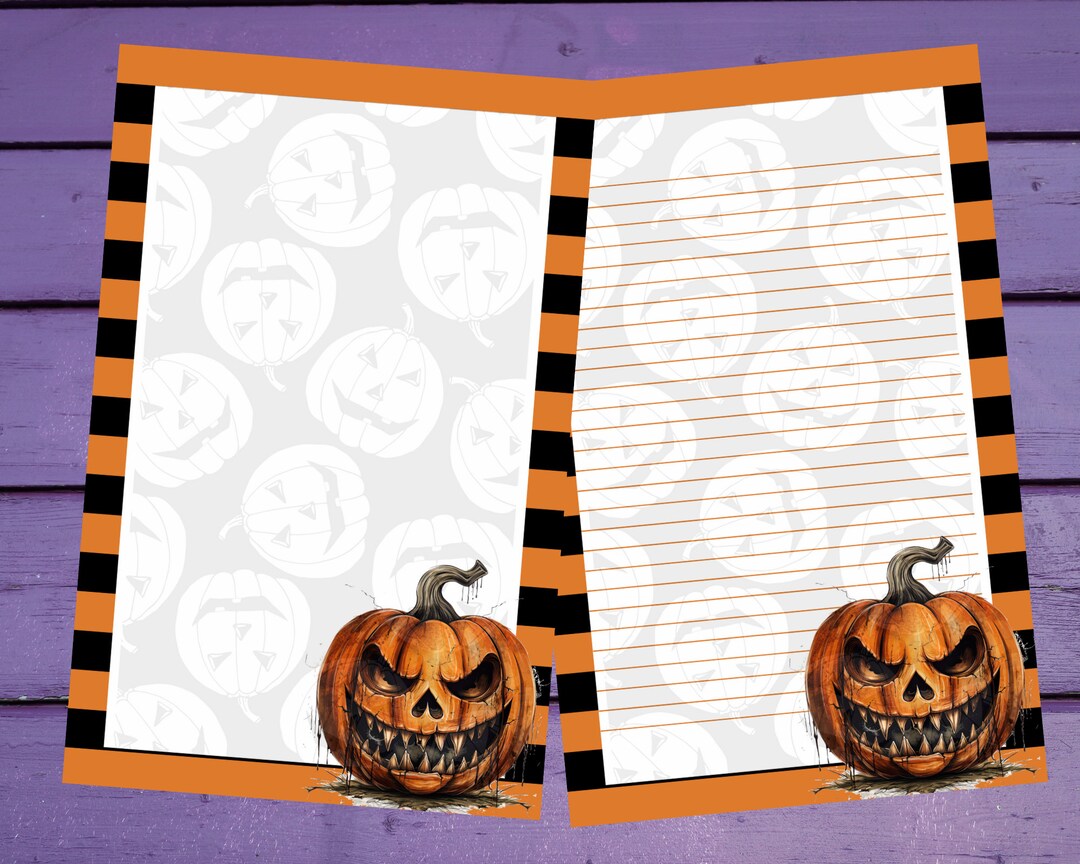 Scary Pumpkin Letter Writing Paper A5 Stationery Lined/unlined Penpal ...