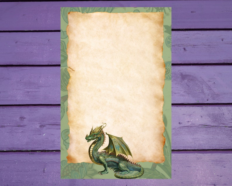 Green Dragon Letter Writing Paper A5 Stationery Lined/unlined Penpal ...