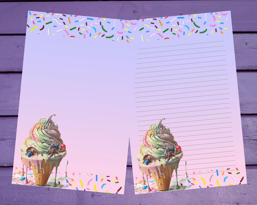 Melting Ice Cream Letter Writing Paper A5 Stationery Lined/unlined ...
