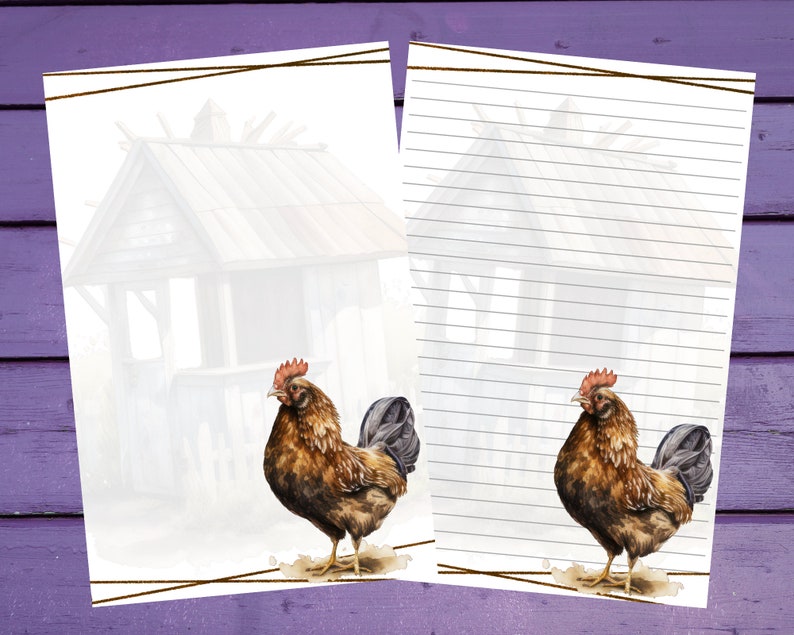 Chicken Letter Writing Paper A5 Stationery Lined/unlined Penpal ...