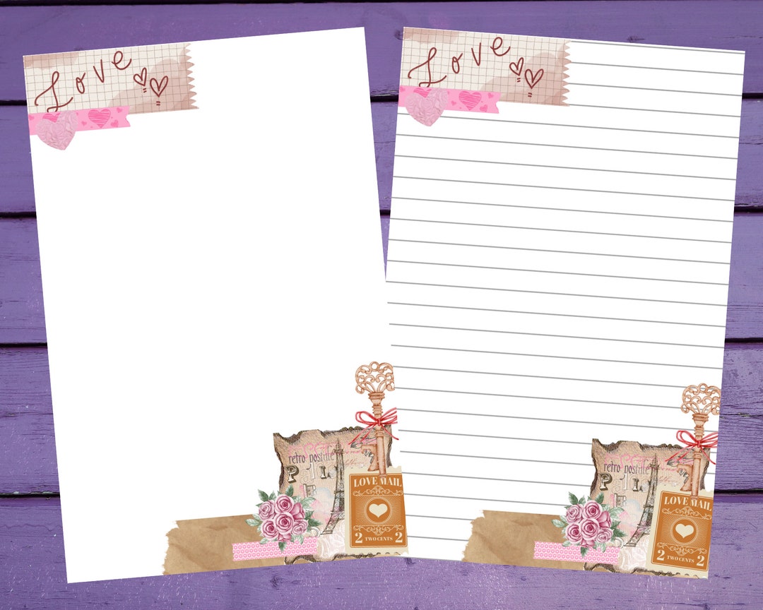 Valentine's Style Letter Writing Paper A5 Stationery Lined/unlined ...