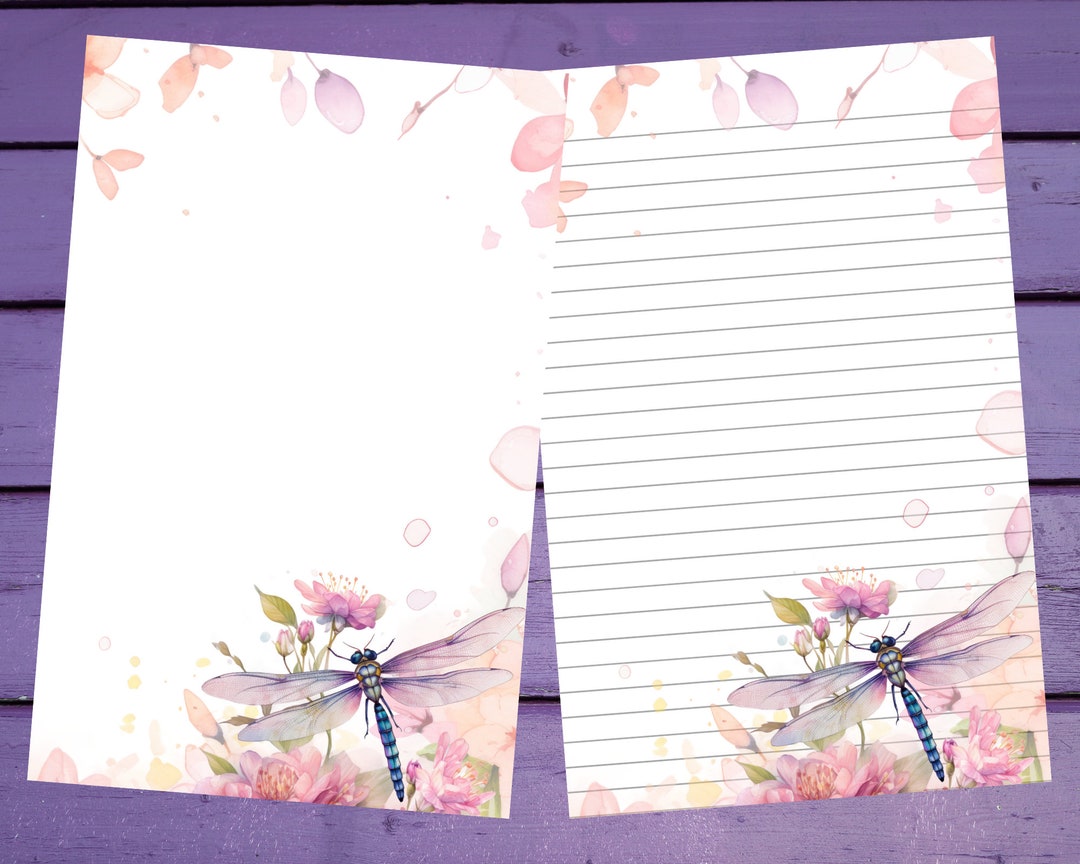 Spring Dragonfly Letter Writing Paper A5 Lined/unlined Penpal Supplies ...