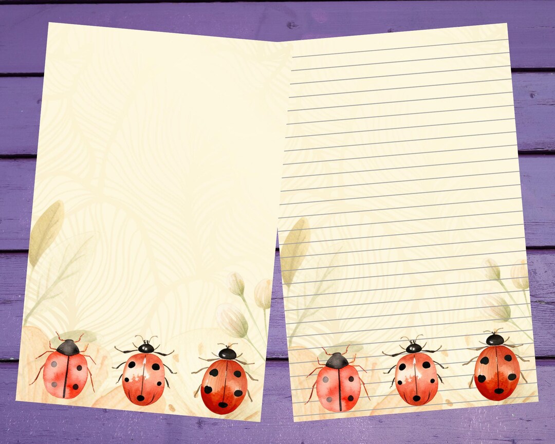 Lady Bug Letter Writing Paper A5 Stationery Lined/unlined Penpal Supplies - Etsy