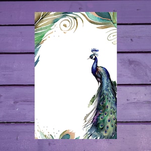 Peacock Letter Writing Paper A5 Stationery Lined/unlined Penpal ...