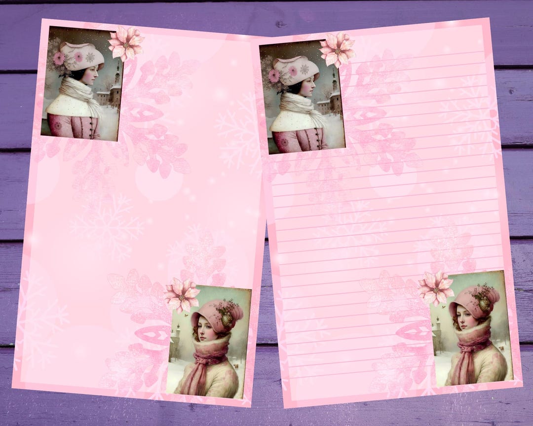 Pink Winter Letter Writing Paper A5 Stationery Lined/unlined Penpal ...