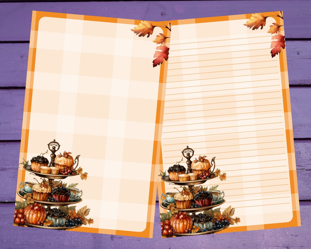 Autumn Treats Letter Writing Paper A5 Stationery Lined/unlined Penpal ...