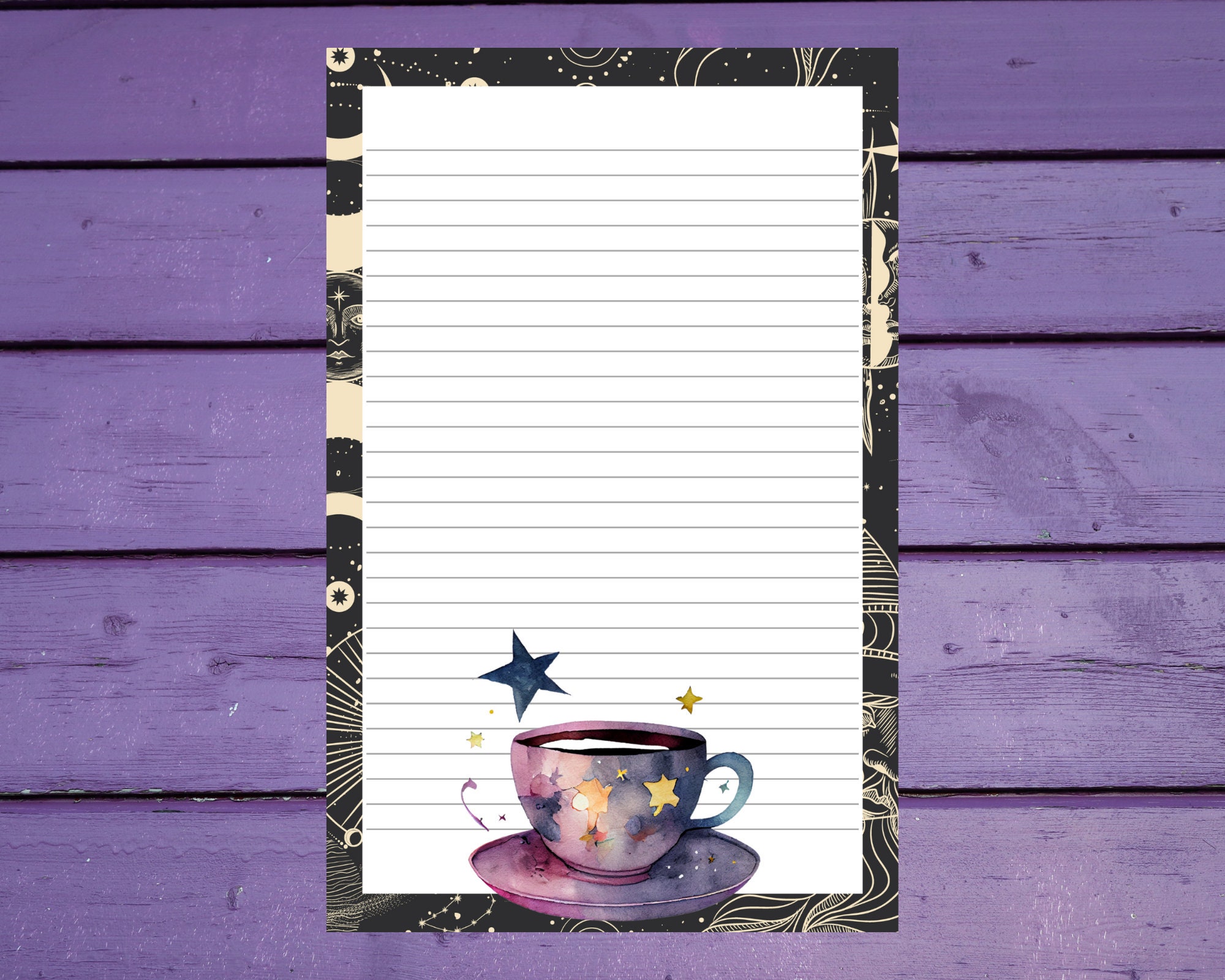 Celestial Tea Cup Letter Writing Paper A5 Stationery Lined/unlined ...