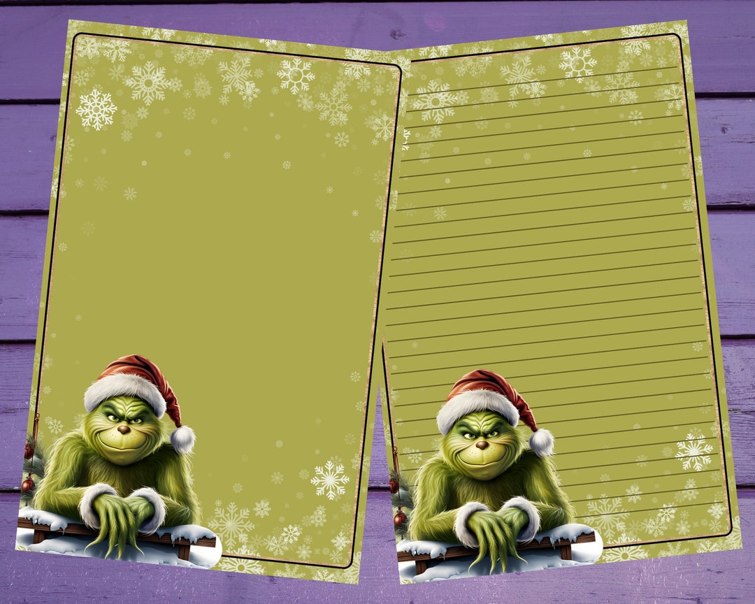 Grinch Letter Writing Paper A5 Stationery Lined/unlined Penpal Supplies ...