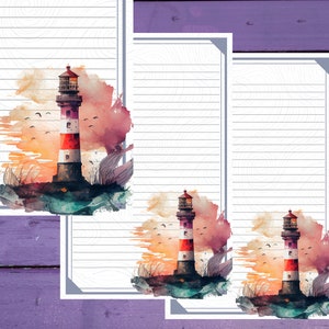 Lighthouse Letter Writing Paper A5 Stationery Lined/unlined Penpal ...