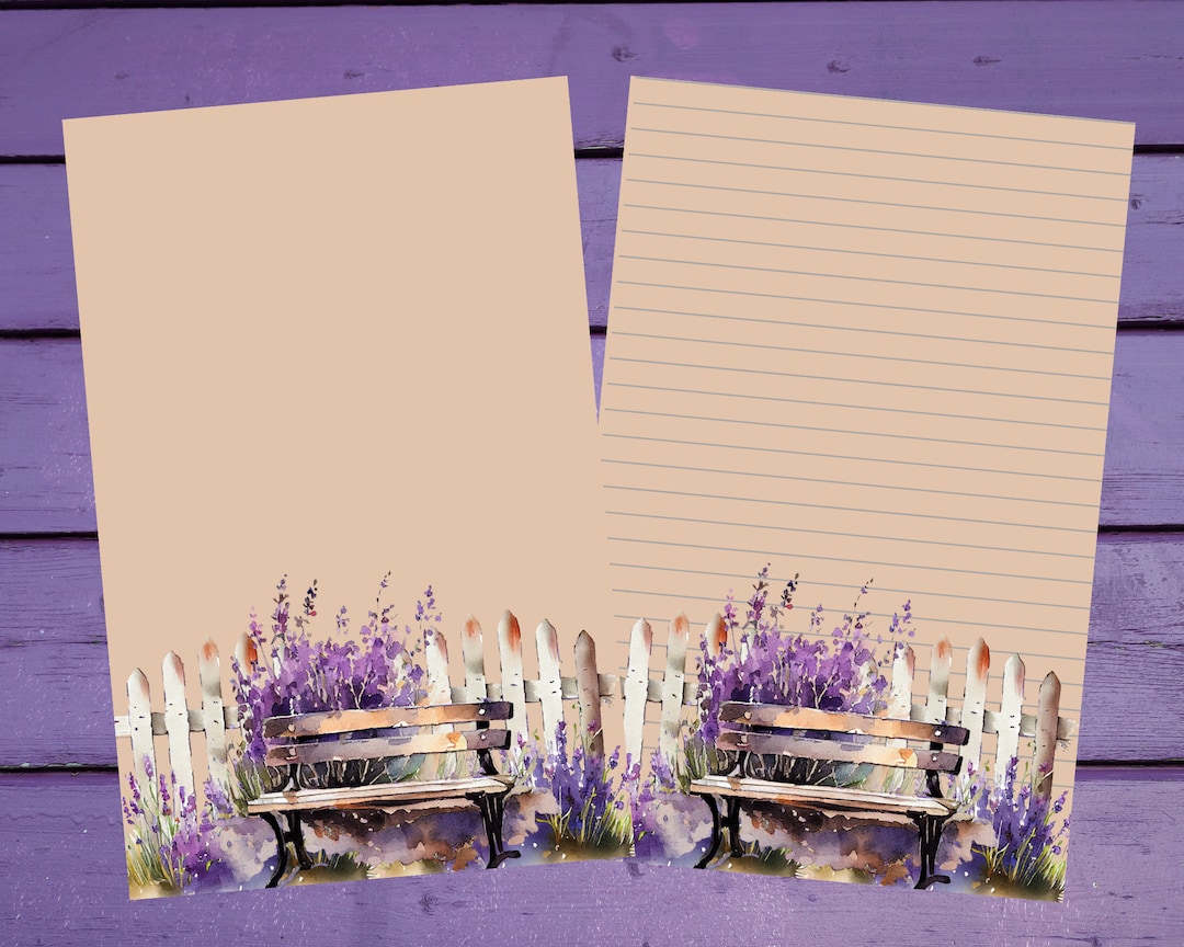 Lavender Bench Letter Writing Paper A5 Stationery Lined/unlined Penpal ...