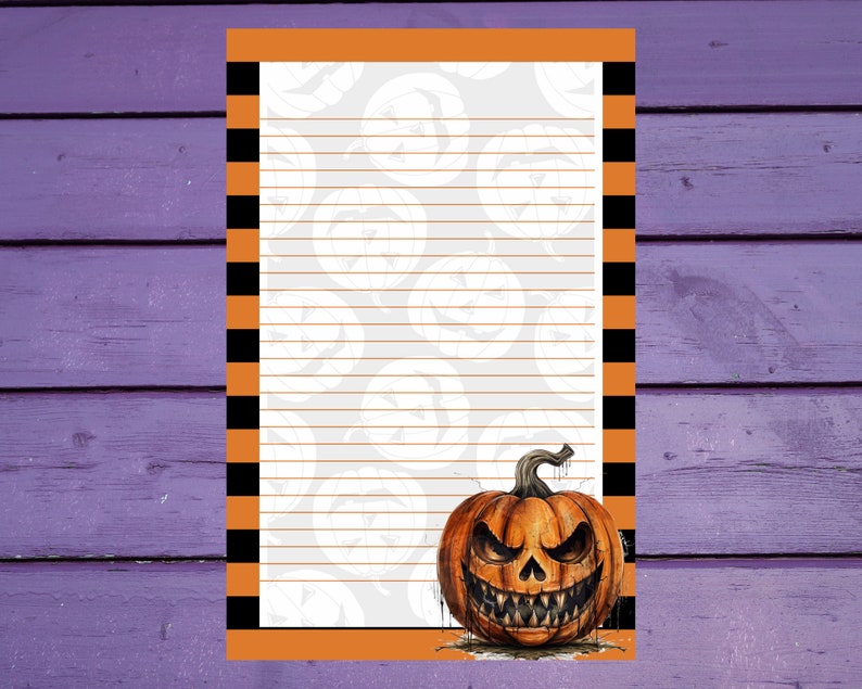Scary Pumpkin Letter Writing Paper A5 Stationery Lined/unlined Penpal ...