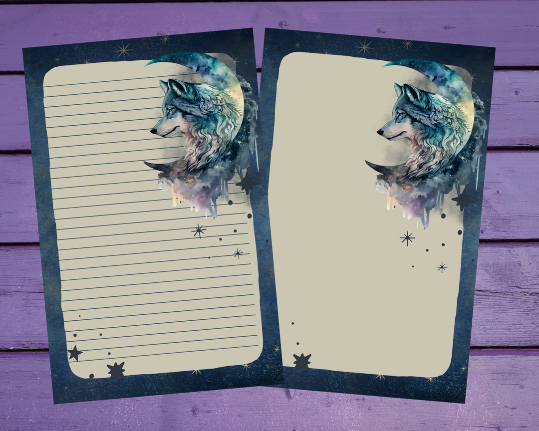 Lunar Wolf Letter Writing Paper A5 Stationery Lined/unlined Penpal ...