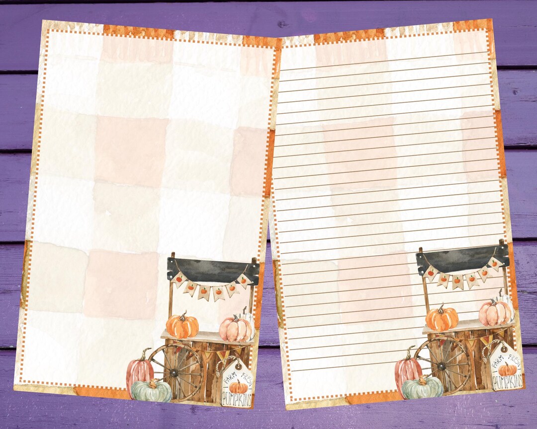 Pumpkin Stall Letter Writing Paper A5 Stationery Lined/unlined Penpal ...