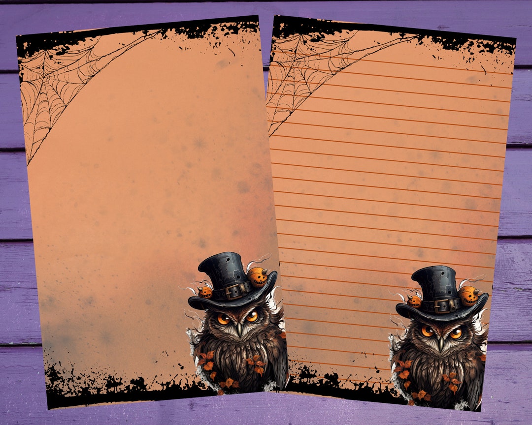 Halloween Owl Letter Writing Paper A5 Stationery Lined/unlined Penpal ...