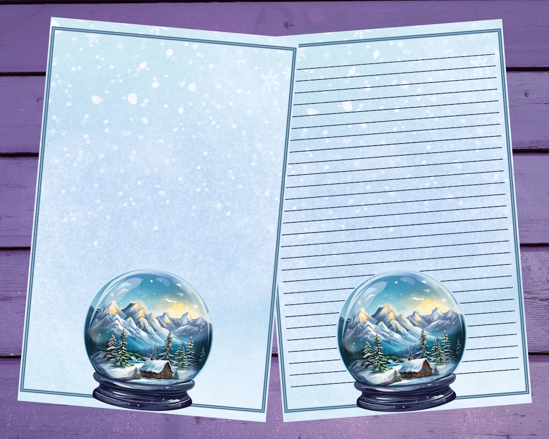 Winter Snow Globe Letter Writing Paper A5 Stationery Lined/unlined ...