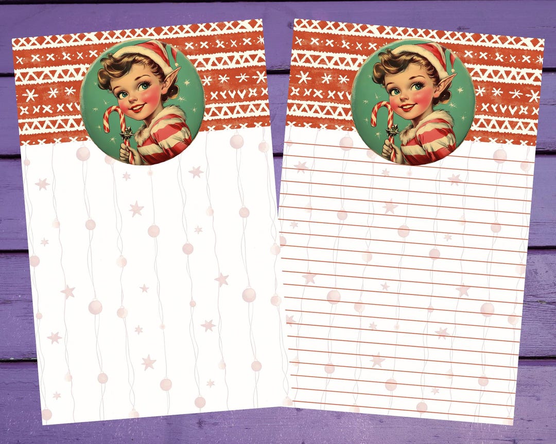 Christmas Elf Letter Writing Paper A5 Stationery Lined/unlined Penpal ...