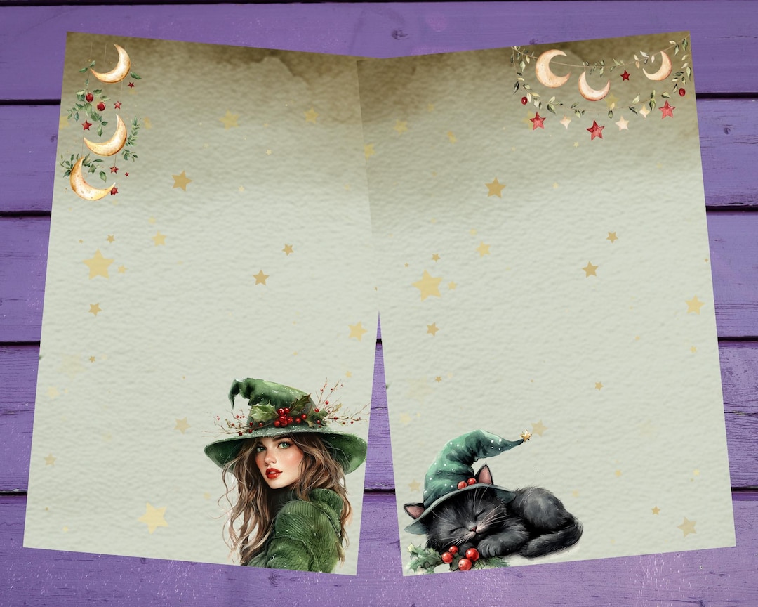 Witchy Christmas Double-sided Letter Writing Paper A5 Stationery Lined ...