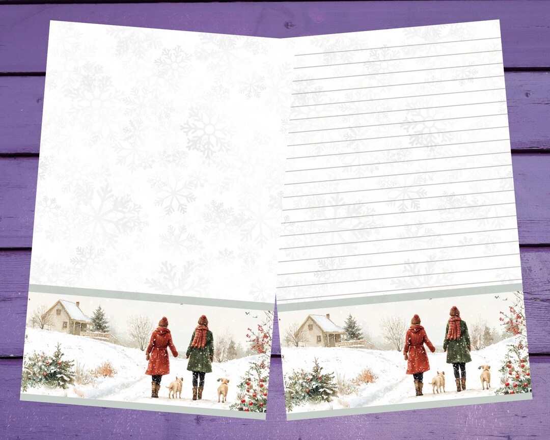 Winter Walk Letter Writing Paper A5 Stationery Lined/unlined Penpal ...